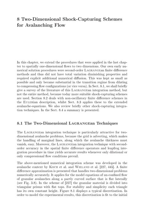 Pdf Two Dimensional Shock Capturing Schemes For Avalanching Flow