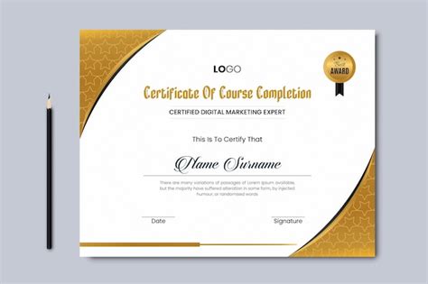 Modelo De Projeto De Certificado Vetor Premium