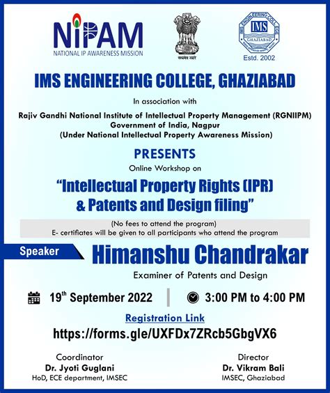Workshop On Intellectual Property Rights IPR Patents And Design Filing In IMSEC Ghaziabad