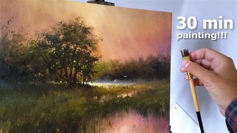 Быстрый и ПРОСТОЙ СПОСОБ нарисовать пейзаж Мой метод разделенной кисти Youtube