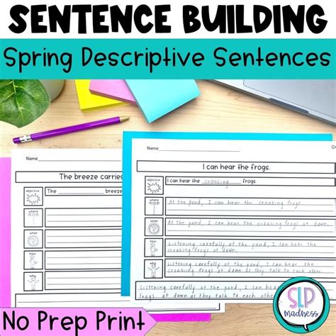 Spring Descriptive Sentence Writing Worksheets — Slp Madness