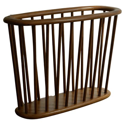 Mid Century Italian Wooden Magazine Rack Walnut X Leg Design 1950s