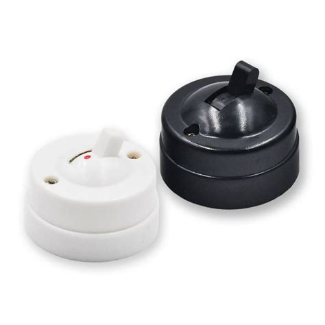 6pcs Retro Toggle Switch Flat Round Surface Mounted Single Control Wall