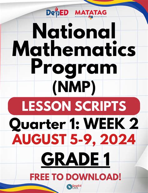 Grade 1 Nmp Lesson Scripts Q1 Week 2 Deped Click