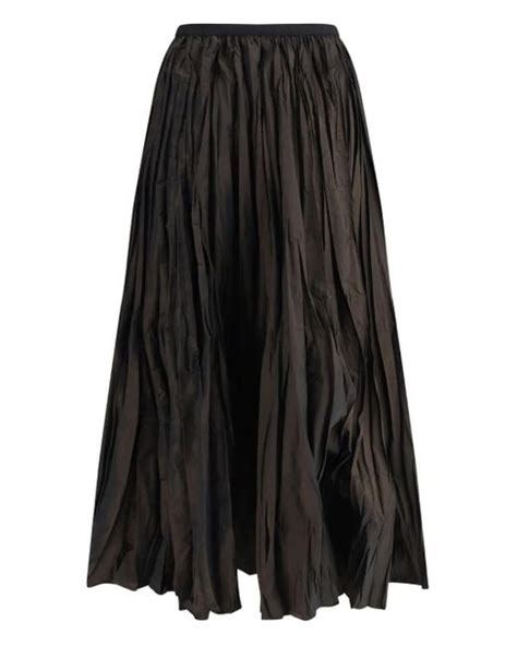 Sara Roka Pleated Midi Skirt In Black Lyst Uk