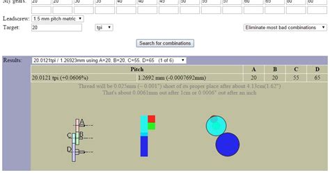 My Lathe Threading Gears Calculator