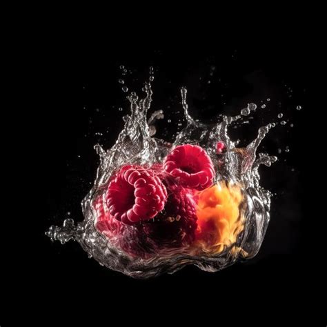 Premium Photo Raspberry In The Splash Of Water On Isolated Black Background