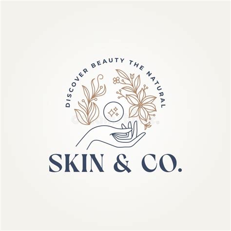 Minimalist Woman Hands With Beautiful Plant Flowers Line Art Label Logo Vector Illustration