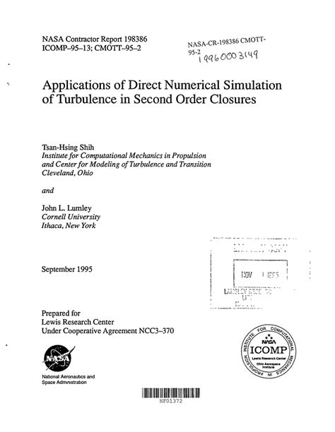PDF Applications Of Direct Numerical Simulation Of Turbulence In Second Order Closures