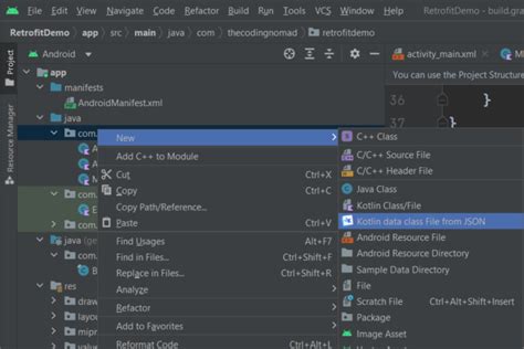 generating annotated data classes in android chipmunk using json to kotlin class plugin by