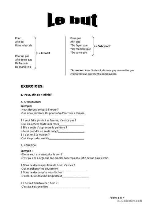 Le But Et Lintention Français Fle Fiches Pedagogiques Pdf And Doc