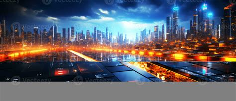 abstract technology digital hi tech city concept background ai