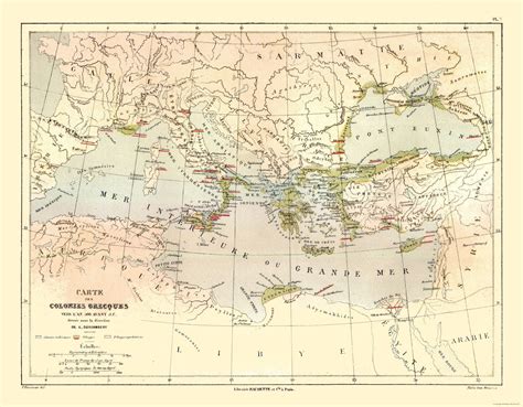 Historic Map Middle East Greek Colonies 500 Bc Cortambert 1880 29