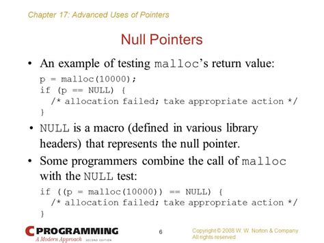 Chapter 17 Advanced Uses Of Pointers Copyright © 2008 W W Norton