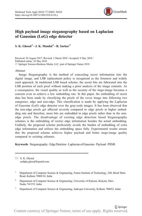 High Payload Image Steganography Based On Laplacian Of Gaussian LoG Edge Detector Request PDF