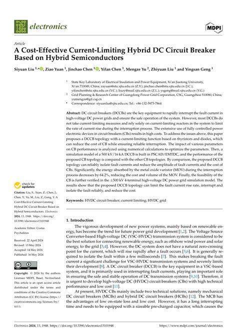 Pdf A Cost Effective Current Limiting Hybrid Dc Circuit Breaker Based