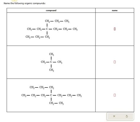 Solved Texts Name The Following Organic Compounds Compound Name Ch3