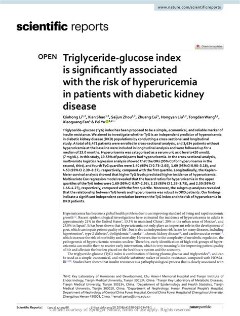Pdf Triglyceride Glucose Index Is Significantly Associated With The