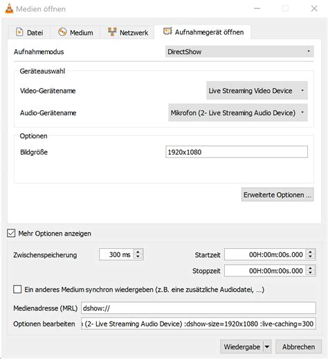 vlc automatisch videocapture karte mit directshow starten fragen zum