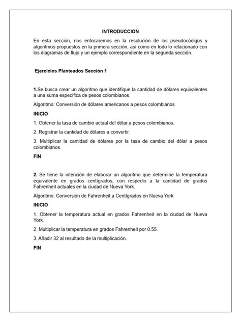 W Taller De Resolución De Problemas De Algoritmos En Pseudocódigo Y Diagramas De Flujo Pdf
