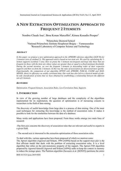 A New Extraction Optimization Approach To Frequent 2 Itemsets Pdf