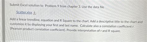 solved submit excel solution to problem 9 from chapter 3