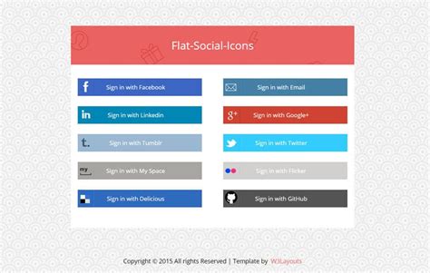 Flat Social Media Icons Widget Template By W3layouts
