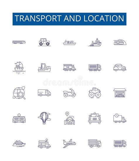 Transport And Location Line Icons Signs Set Design Collection Of