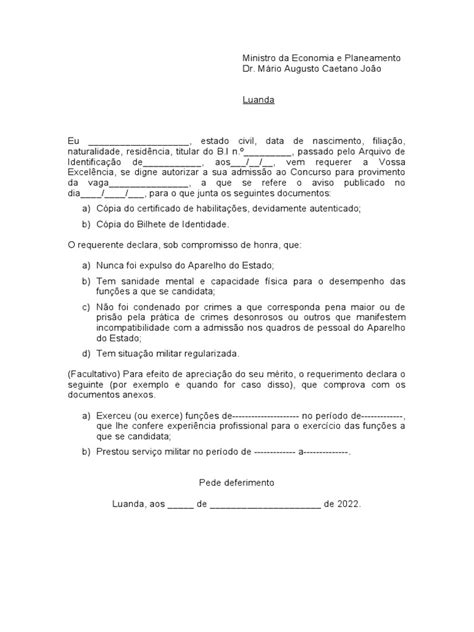 Requerimento Para Concurso Público Pdf