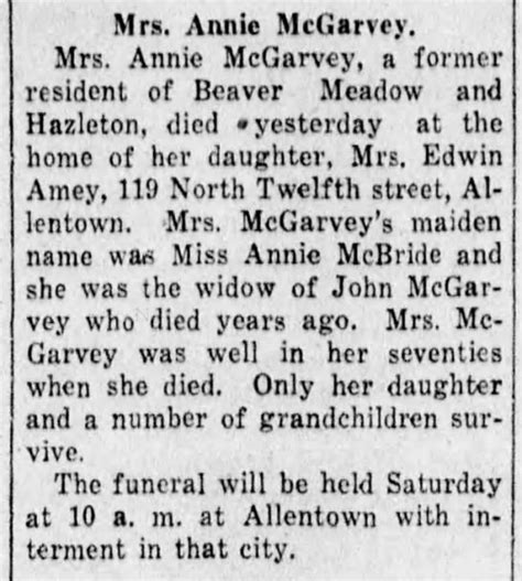 Anna V Mcbride Mcgarvey 1863 1940 Find A Grave Memorial
