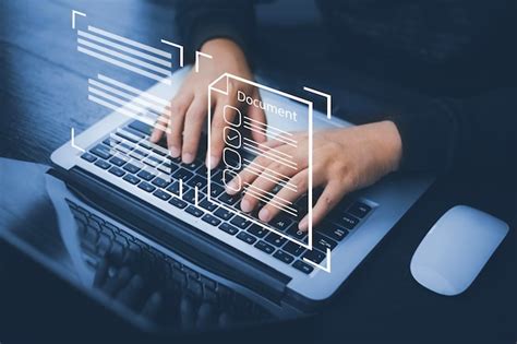 Premium Photo Hand Using Laptop And Touch Folder Of Document