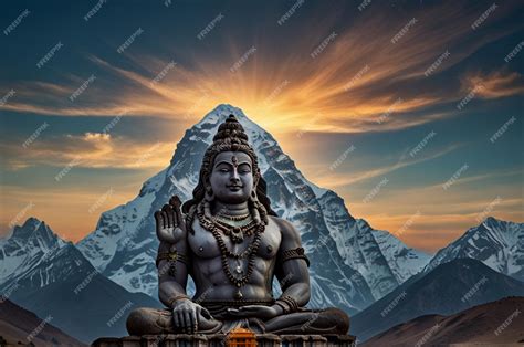 Divine Shiva and Sacred Mount Kailash on Background | Premium AI-generated image