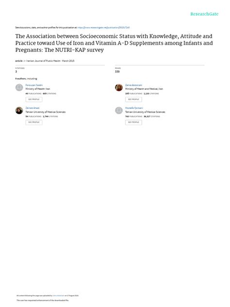 The Association Between Socioeconomic Status With Pdf Malnutrition Micronutrient