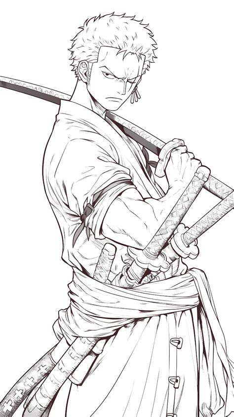 Roronoa Zoro One Piece Coloring Page Coloring Pages