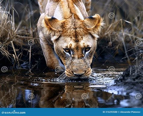 A Lion Is Standing In Front Of A Meat Market Stock Illustration