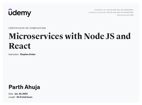 parth ahuja on linkedin udemy course completion certificate