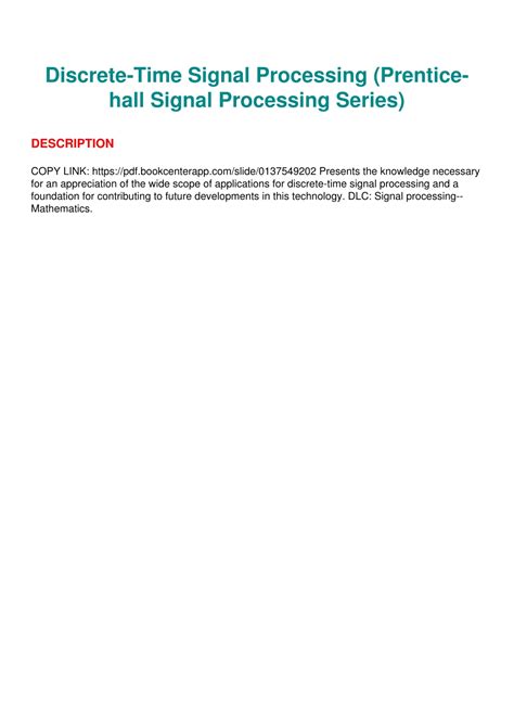 ppt pdf discrete time signal processing prentice hall signal