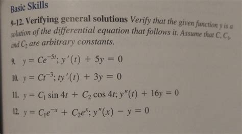 Solved Basic Skills Verifying General Solutions Verify Chegg