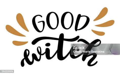 좋은 마녀 할로윈 시즌 손 레터링 로고 아이콘 초대장 캘린더 주최자 카드 배너 포스터 머그컵 스크랩북 베개 케이스 아기 물건에 대한 벡터 문구 요소 0명에 대한 스톡 벡터