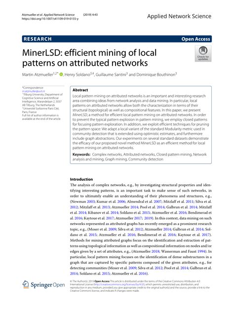 Pdf Minerlsd Efficient Mining Of Local Patterns On Attributed Networks