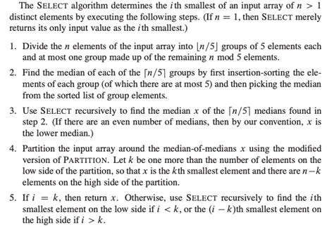 The Select Algorithm Determines The I Th Smallest Of