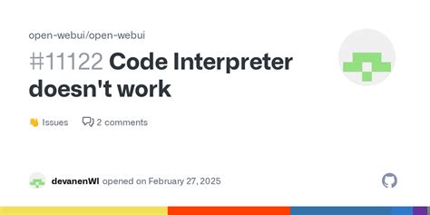Code Interpreter Doesnt Work · Open Webui Open Webui · Discussion