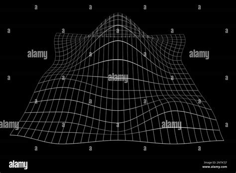 Grid Perspective Deformation White Terrain Wireframe On Black