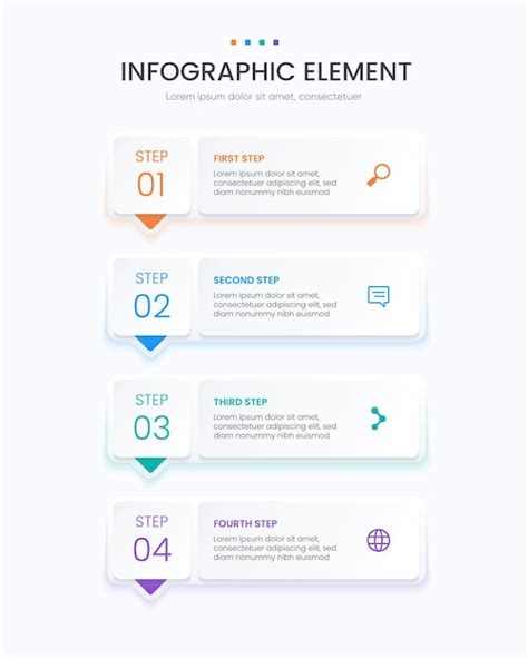 Premium Vector Simple Infographic Design With Arrow 4 Steps With Colorful Glow Colors