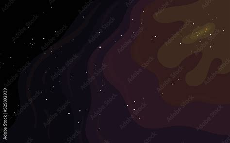 Vector Space Background Cute Flat Style Template With Stars In Outer Space Stock Vector