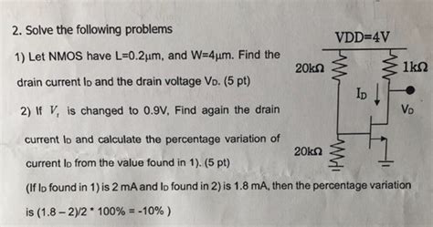 Solved Solve The Following Problems Let NMOS Have Chegg Com