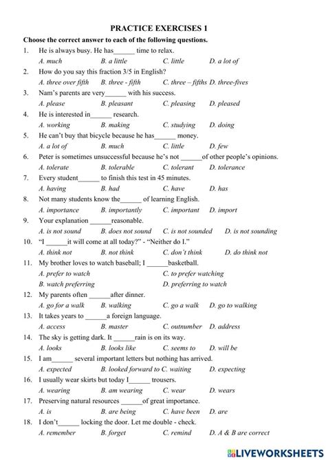 E9 Practice Exercises 1 Đhg Worksheet