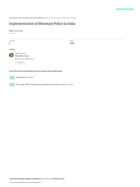 Monetary Policy Implementation Pdf Monetary Policy Central Banks