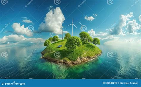Green Energy Integration With Wind Turbines Solar Panels And Sustainable Technology Concept