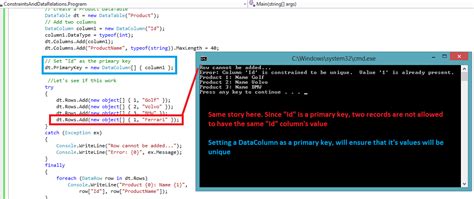 Adonet Working With Dataset Datatable Datacolumn Datarow And